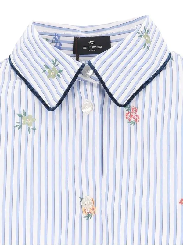 Etro Striped Floral Jacquard Cotton Shirt