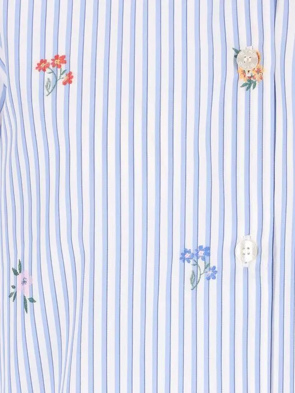 Etro Striped Floral Jacquard Cotton Shirt