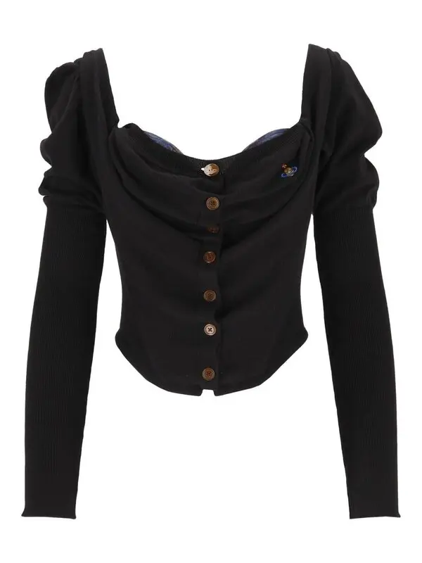 VIVIENNE WESTWOOD Knitted Cotton-cashmere Cardigan Corset - Black
