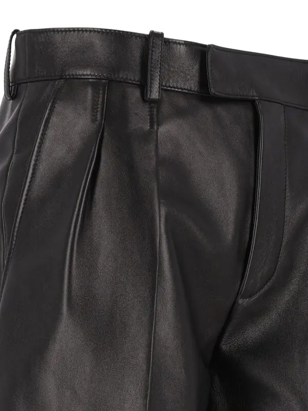 Saint Laurent Lambskin Leather Bermuda Shorts - Black
