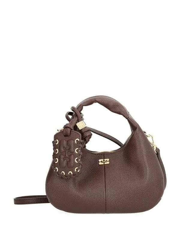 GANNI Mini Shoulder Bag With Grained Finish - Brown