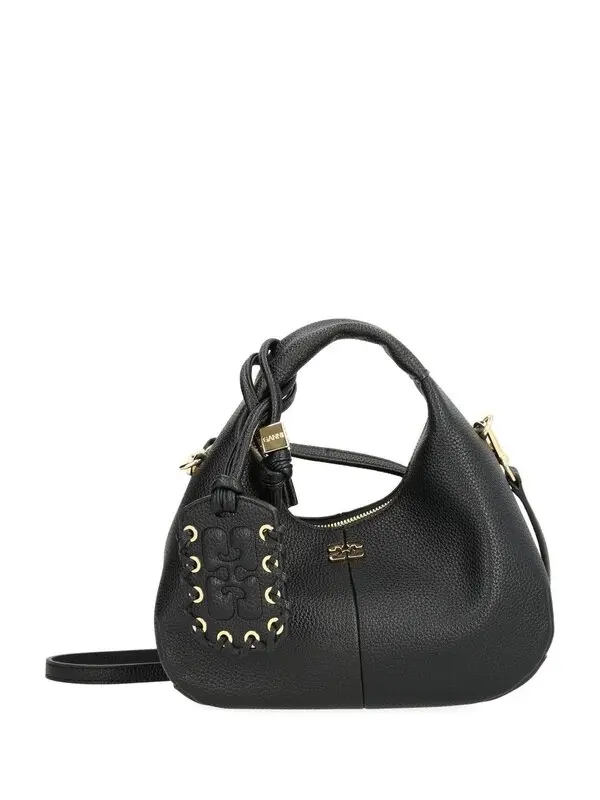 GANNI Mini Shoulder Bag With Grained Finish - Black