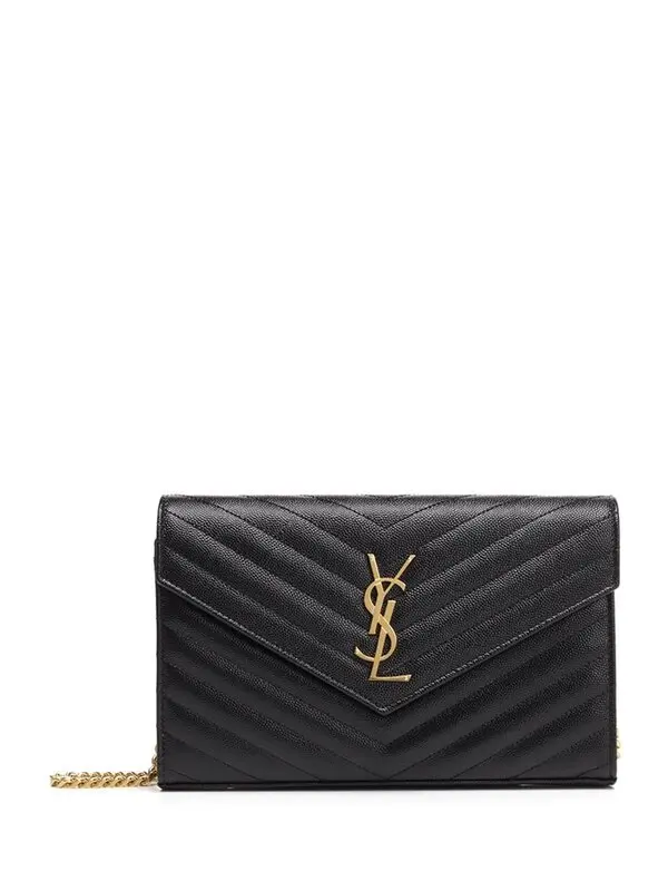 Saint Laurent Cassandre Wallet On Chain - Black