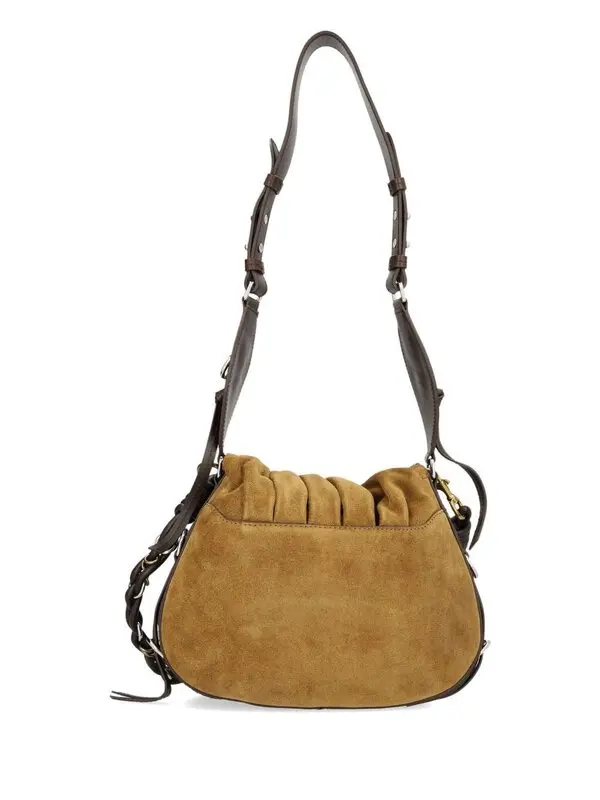 Isabel Marant Étoile Suede Calfskin Shoulder Bag With Drawstring Closure - Cream