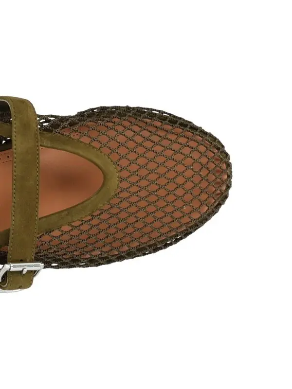 Alaïa Mesh Mule With Buckled Strap - Green
