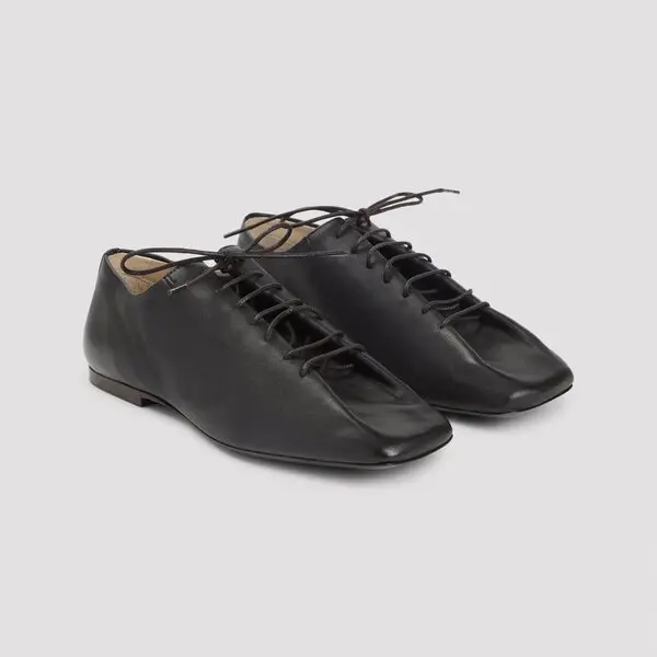 LEMAIRE Souris Flat Classic Black Calf Leather Derbies