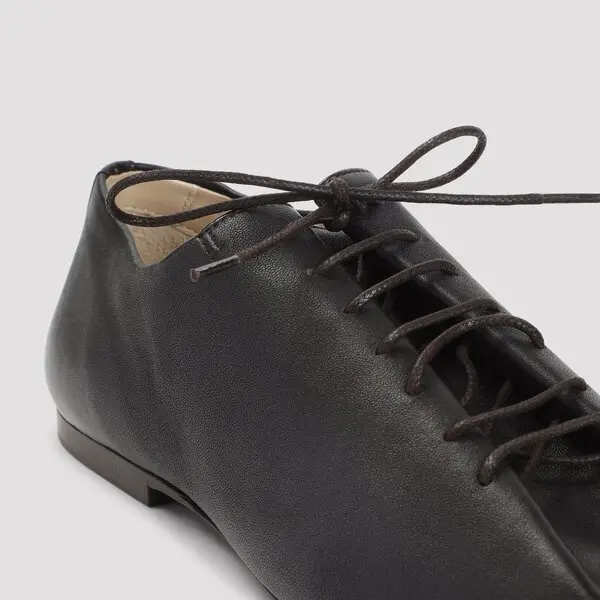 LEMAIRE Souris Flat Classic Black Calf Leather Derbies