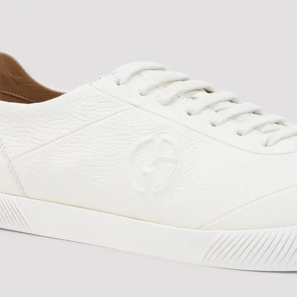 Giorgio Armani Grained Leather Lace-up Sneakers