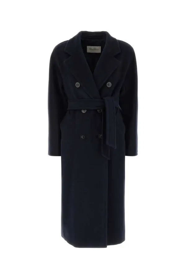 Max Mara Navy Wool Blend Madame Coat - Blue