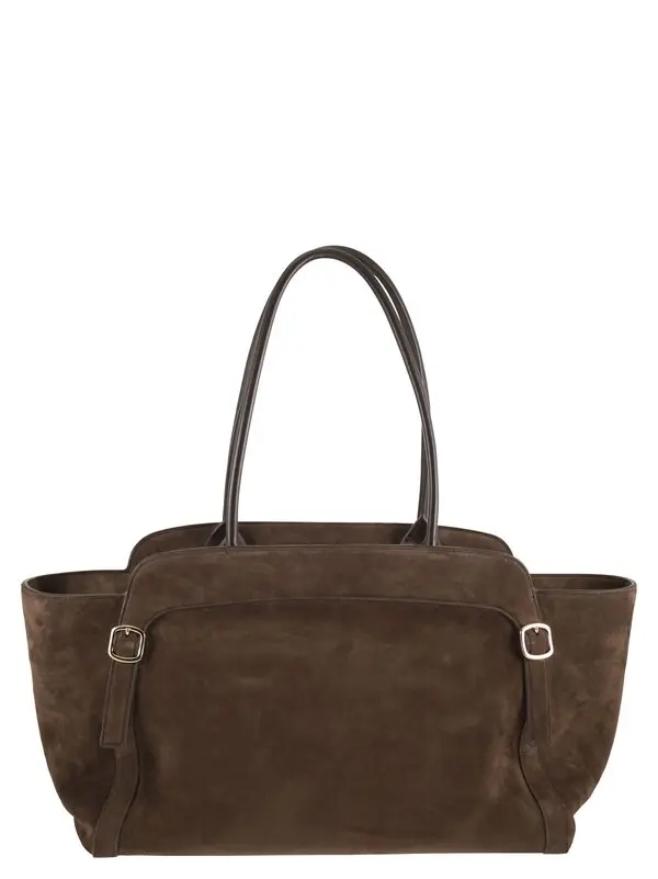 Santoni Didi M Suede Shoulder Bag With Double Handle