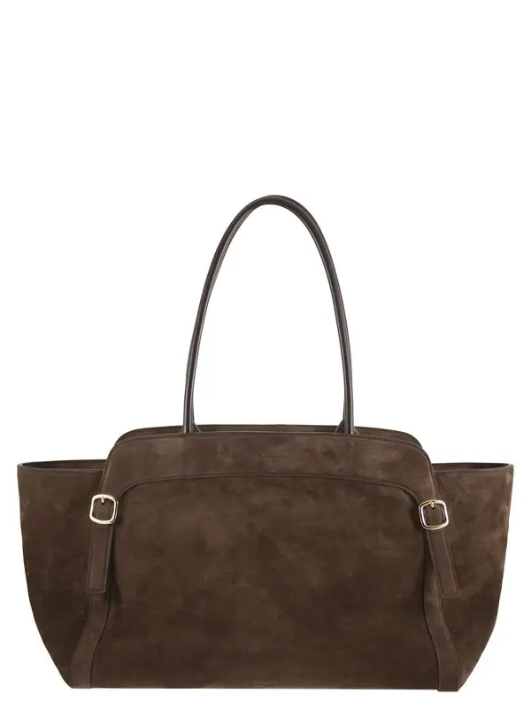 Santoni Didi M Suede Shoulder Bag With Double Handle