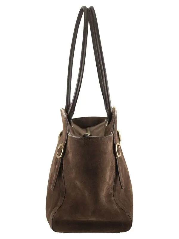 Santoni Didi M Suede Shoulder Bag With Double Handle