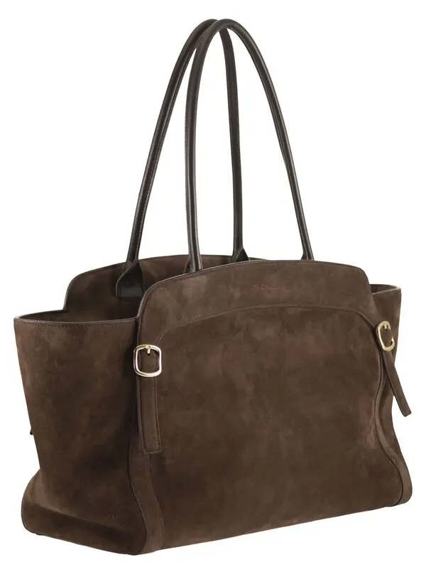 Santoni Didi M Suede Shoulder Bag With Double Handle