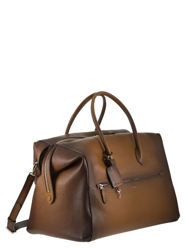 Santoni Leather Holdall With Shaded Finish