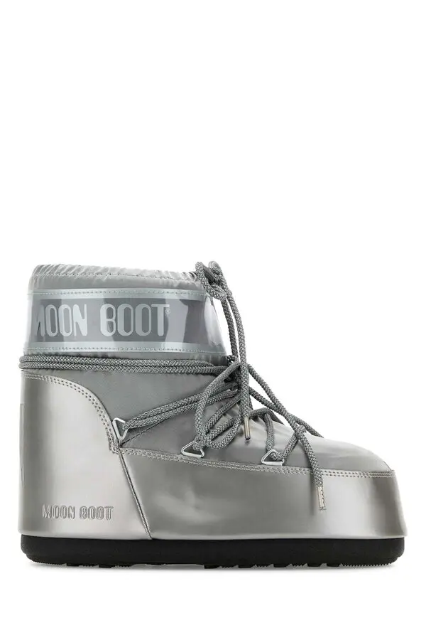 Moon Boot Silver Satin Icon Low Ankle Boots - Orange