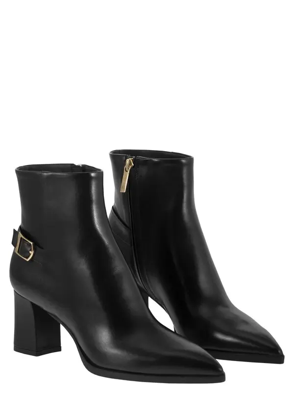 Santoni Elly65 Leather Ankle Boots With Block Heel
