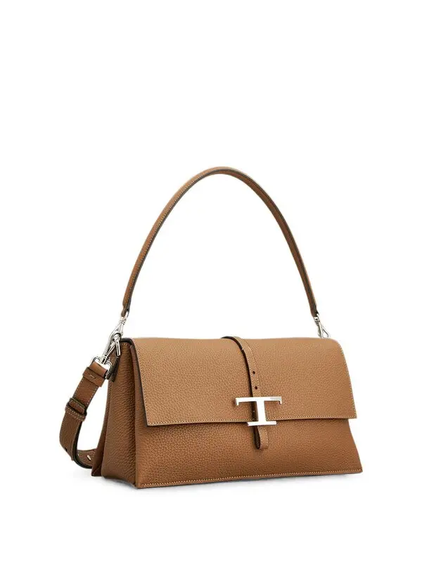 TOD'S T Timeless Small Leather Flap Bag - Brown