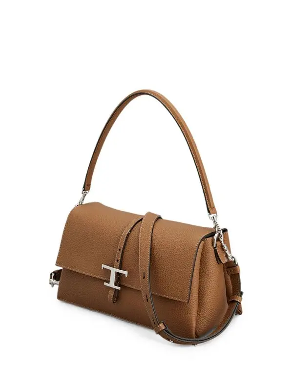 TOD'S T Timeless Small Leather Flap Bag - Brown