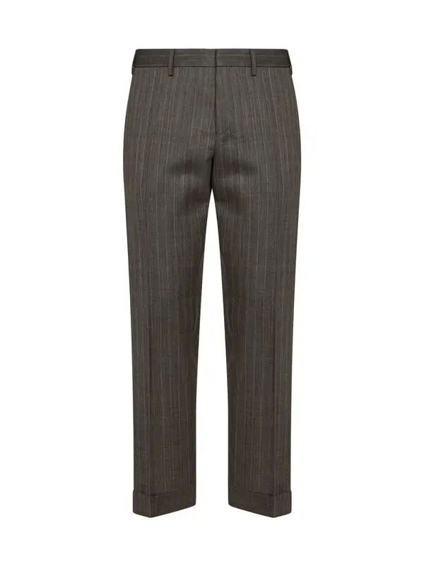 Dries Van Noten Cement Chevron Wool Philip Tailored Trousers