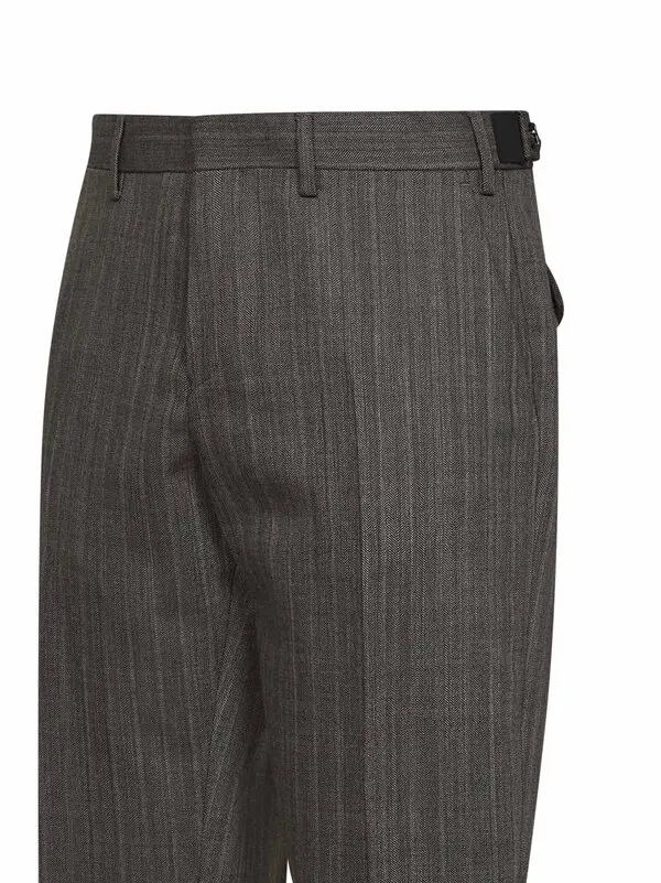 Dries Van Noten Cement Chevron Wool Philip Tailored Trousers
