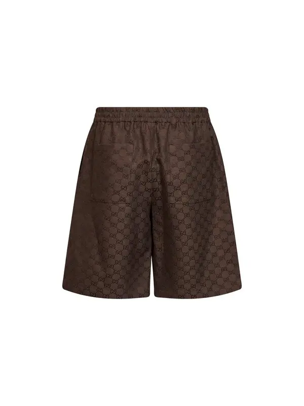 Gucci Gg Pattern Linen Blend Shorts - Multicolor
