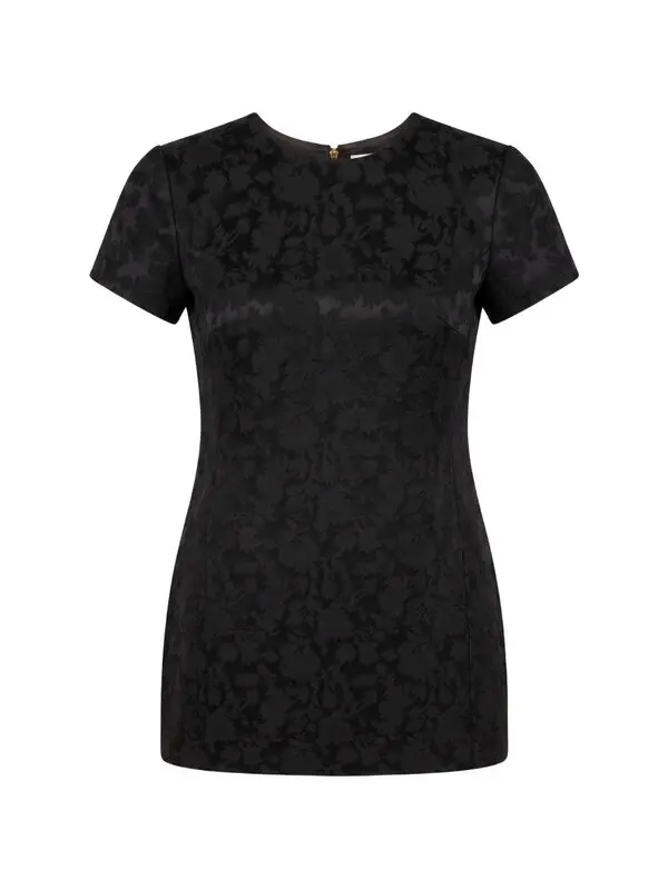 Saint Laurent Short Sleeve Jacquard Dress - Multicolor