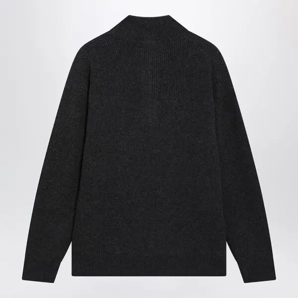 JW Anderson Dark Grey Half-zip Sweater In Wool Blend