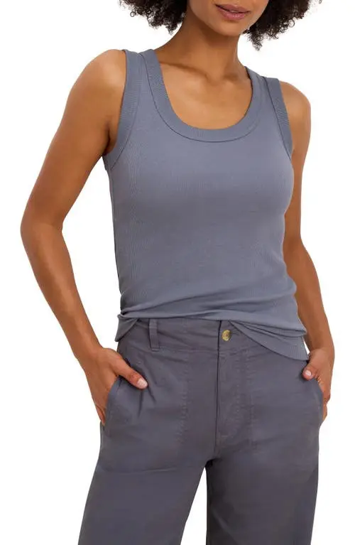 NIC+ZOE Ribbed Scoop Neck Tank - Bluestone