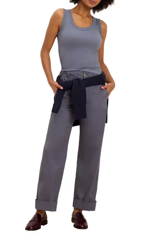 NIC+ZOE Ribbed Scoop Neck Tank - Bluestone