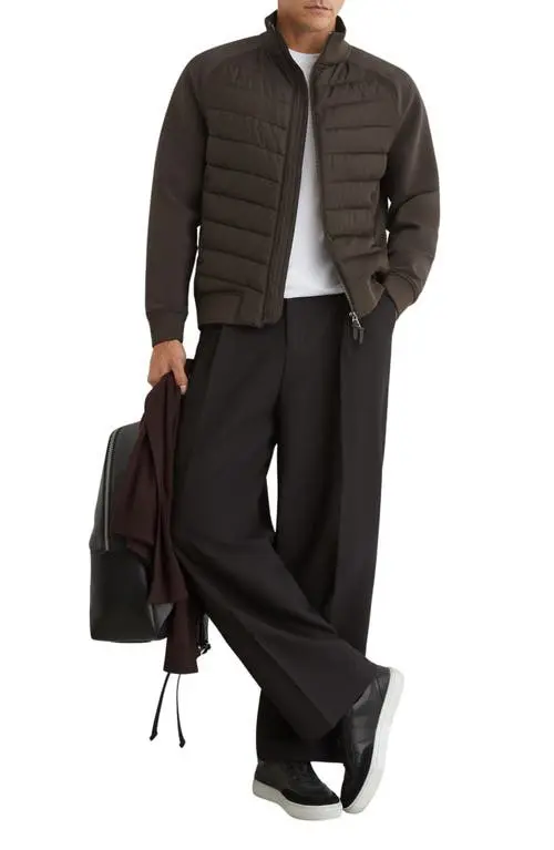 REISS Calvorn Quilted Hybrid Jacket