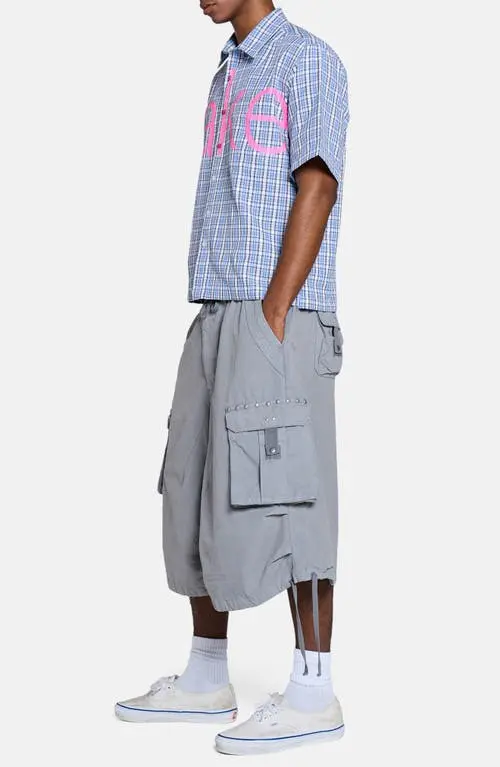 JADED LONDON Check Fake Short Sleeve Graphic Button-up Shirt