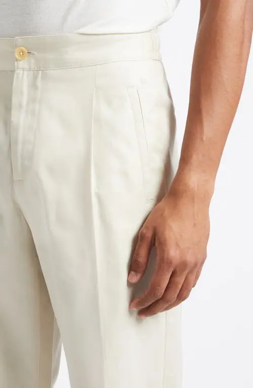 Isaia Single Pleat Cotton Trousers
