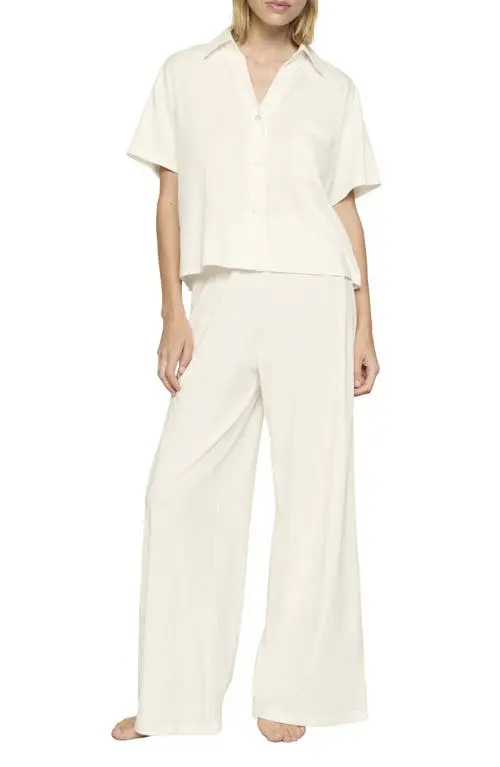 Eberjey Pima Cotton Short Sleeve Pajamas - Ivory