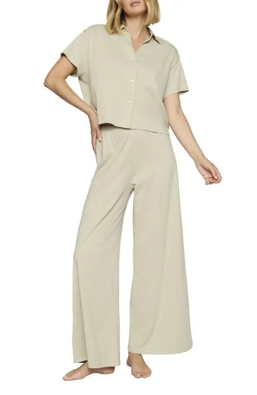 Eberjey Pima Cotton Short Sleeve Pajamas - Sandstone