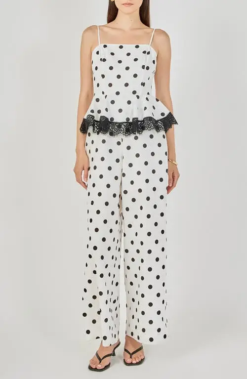 Endless Rose Polka Dot Peplum Jumpsuit