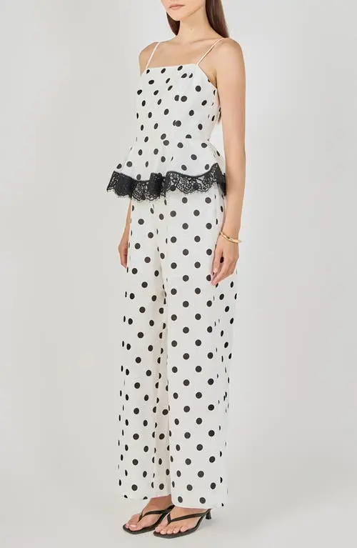 Endless Rose Polka Dot Peplum Jumpsuit