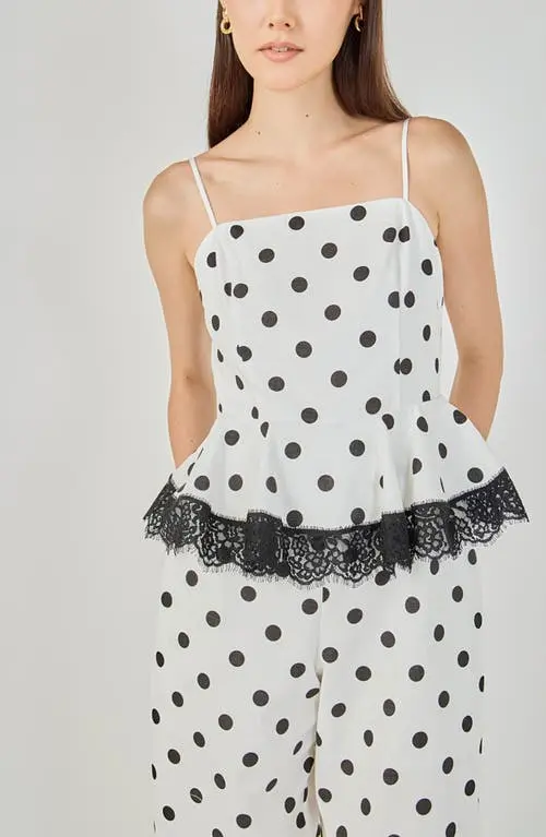 Endless Rose Polka Dot Peplum Jumpsuit