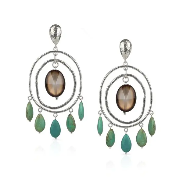 JAREDJAMIN Sonora Agate & Turquoise Howlite Chandelier Drop Post Earrings