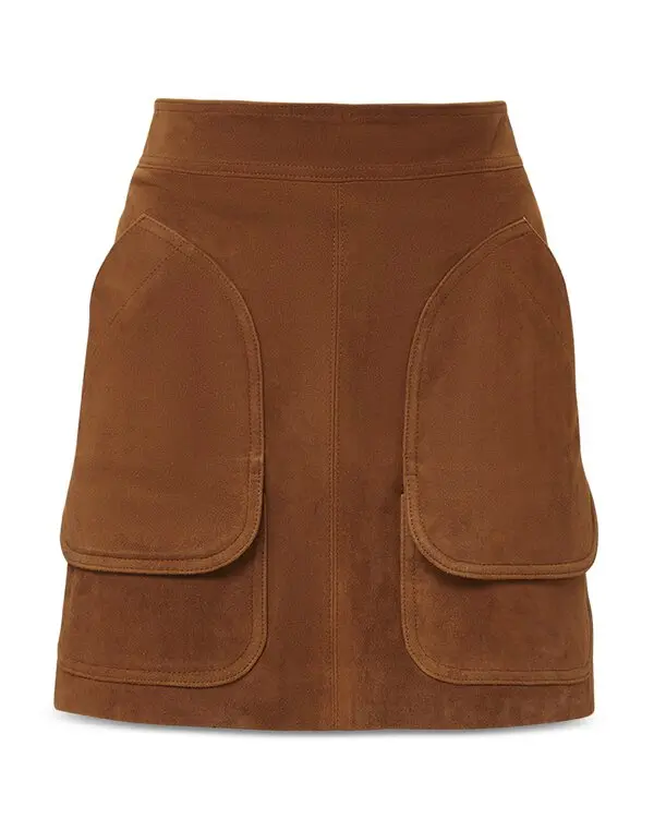 Veronica Beard Norwood Leather Mini Skirt - Whisky
