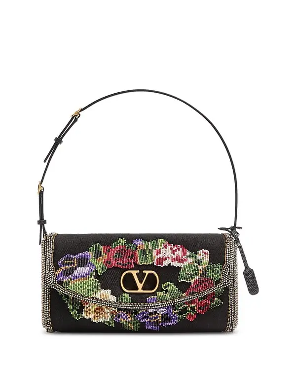 Valentino Garavani Devain Vlogo Small Embroidered Shoulder Bag