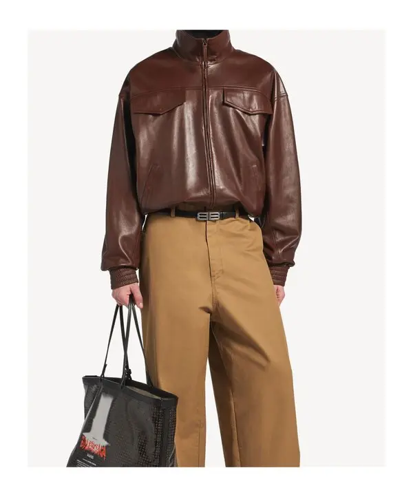 Balenciaga High Collar Bomber In Castor