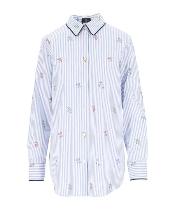 Etro Floral Printed Striped Shirt