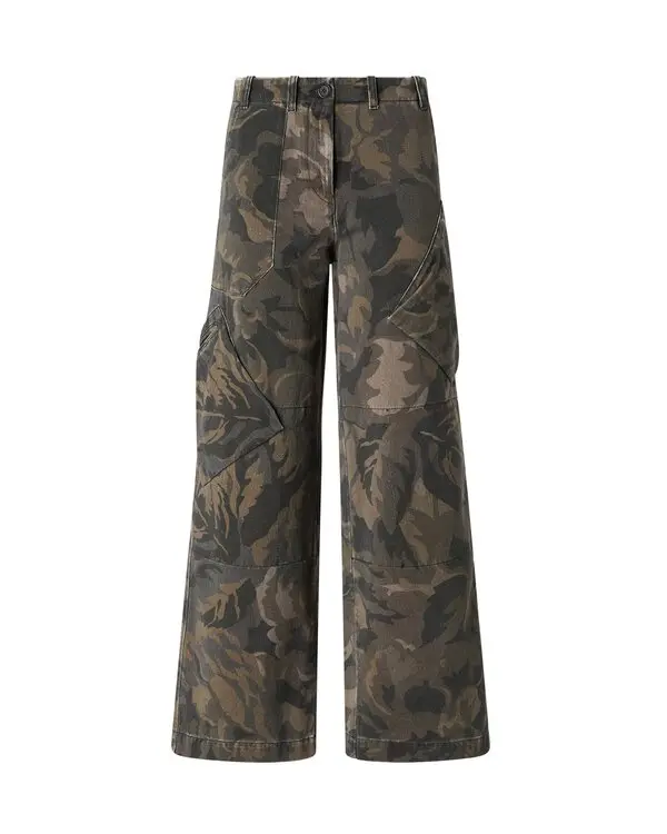 Pinko Camouflage Wide-leg Cargo Pants - Mult.verde/nero