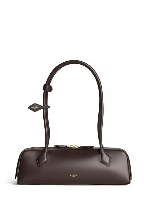 Alaïa Le Teckel Medium Shoulder Handbag With Elongated Silhouette And Double Zip - Brown