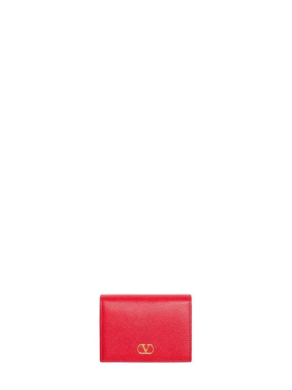 Valentino Garavani Vlogo Calf Leather Wallet With Gold-tone Hardware