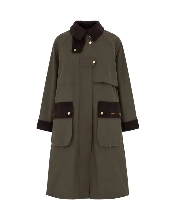 Barbour Corduroy-trimmed Long Coat - Beech/ancient