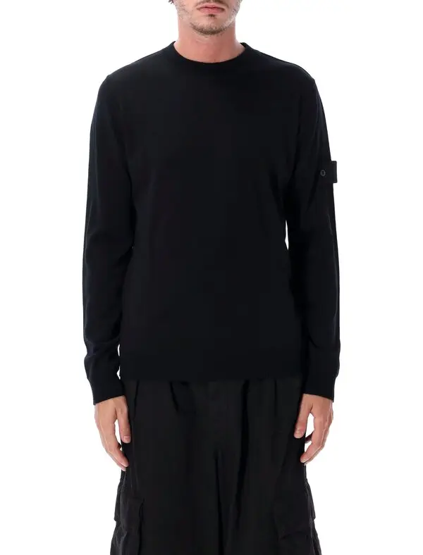 Stone Island Crewneck Wool Sweater - Nero
