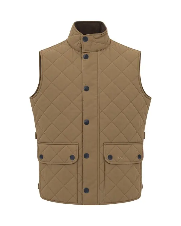 Barbour Quilted Puffer Vest With Snap Front - Sandstone