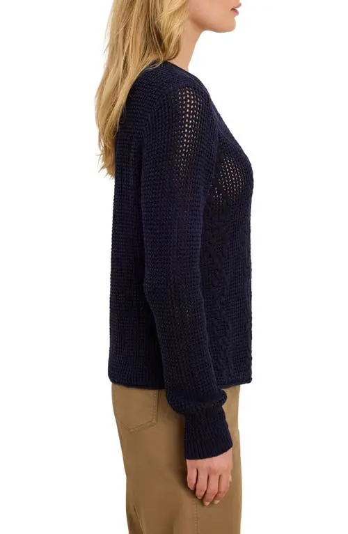 NIC+ZOE Diamond Stitch Mix Pullover - Dark Indigo