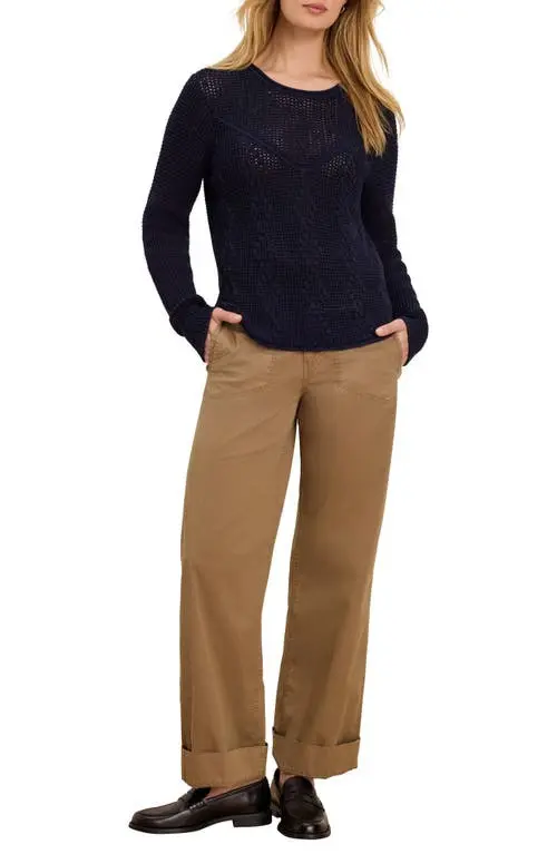 NIC+ZOE Diamond Stitch Mix Pullover - Dark Indigo